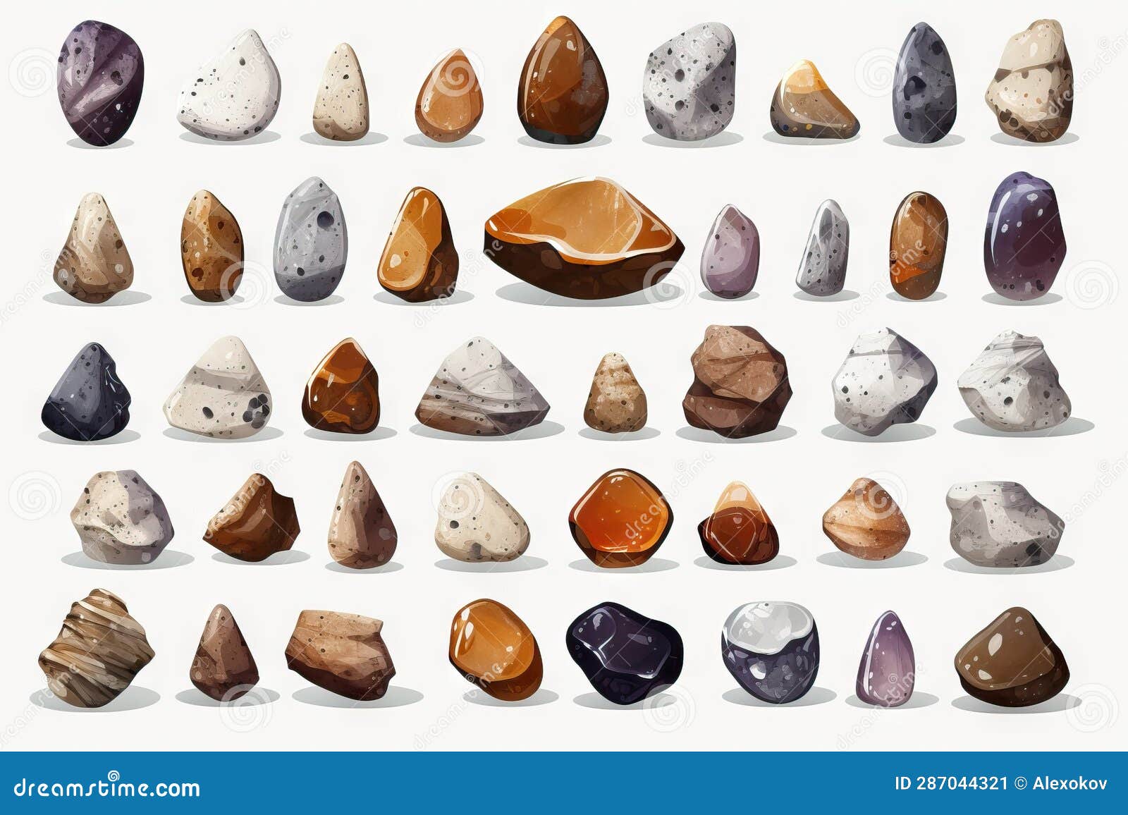 Magical Rocks Set - Flat Minimalistic AI Generated Stock Illustration ...