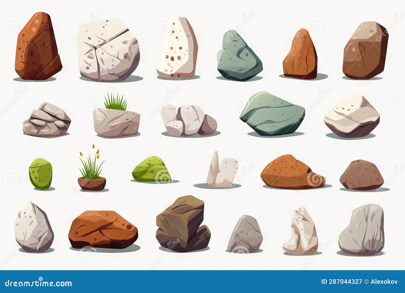 Magical Rocks Set - Flat Minimalistic AI Generated Stock Illustration ...