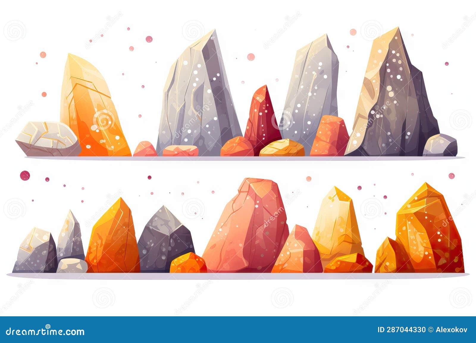 Magical Rocks Set - Flat Minimalistic AI Generated Stock Illustration ...