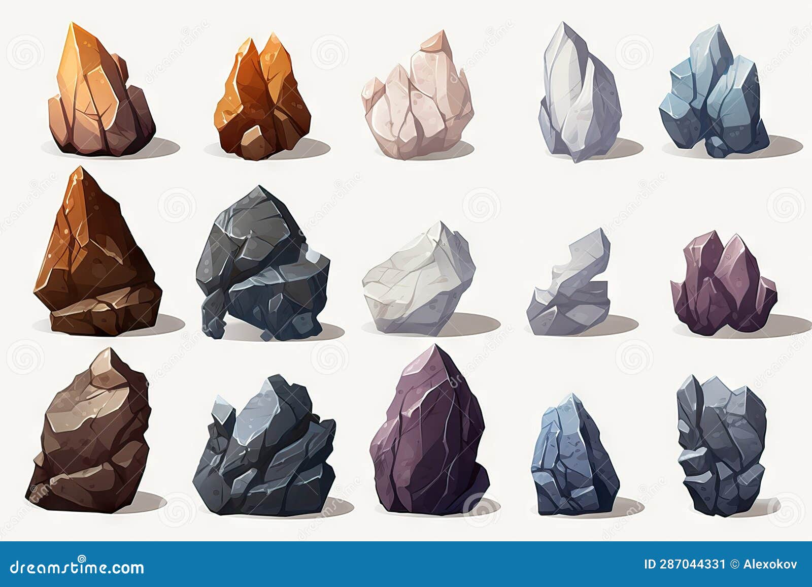 Magical Rocks Set - Flat Minimalistic AI Generated Stock Illustration ...