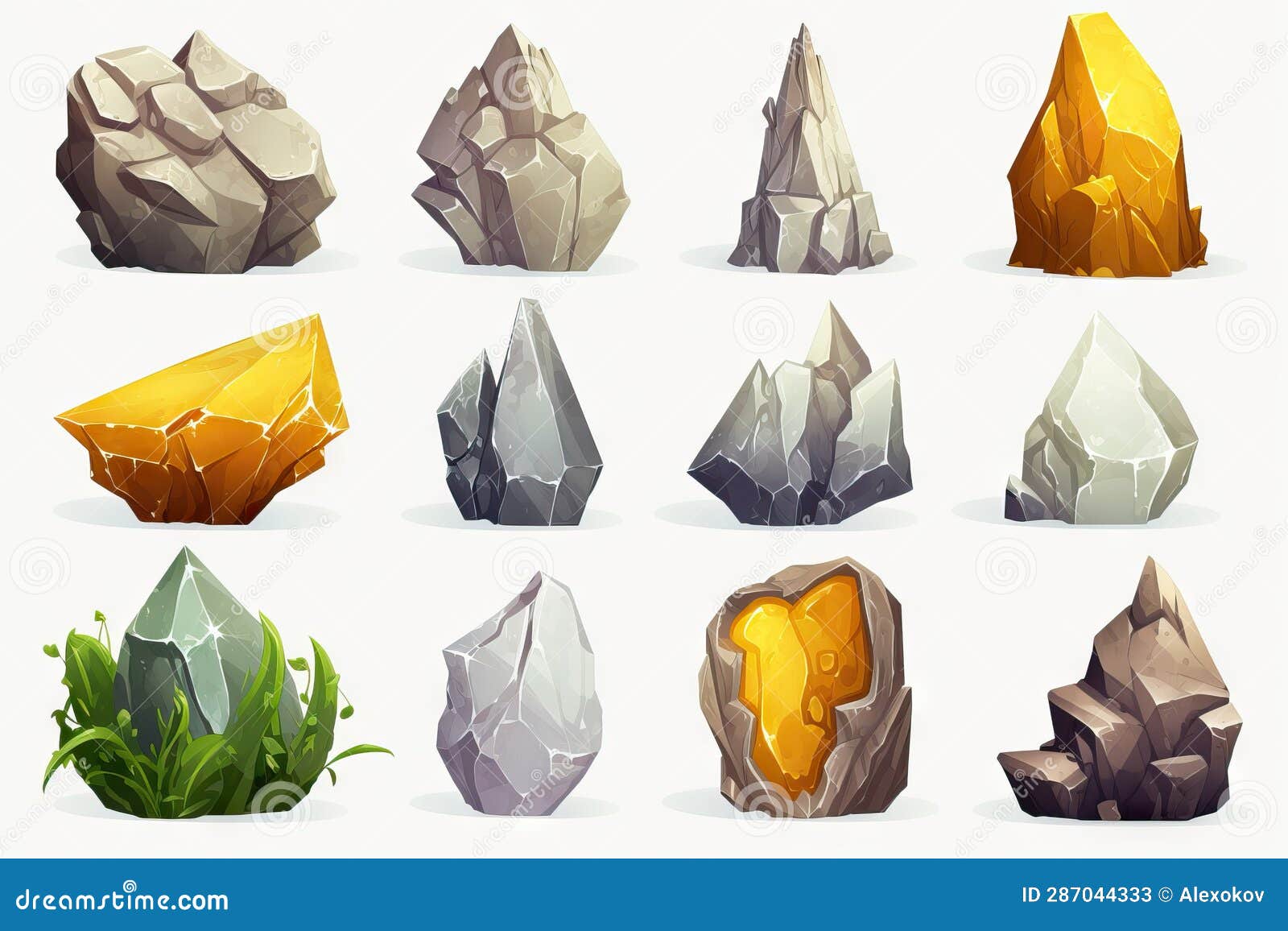 Magical Rocks Set - Flat Minimalistic AI Generated Stock Illustration ...