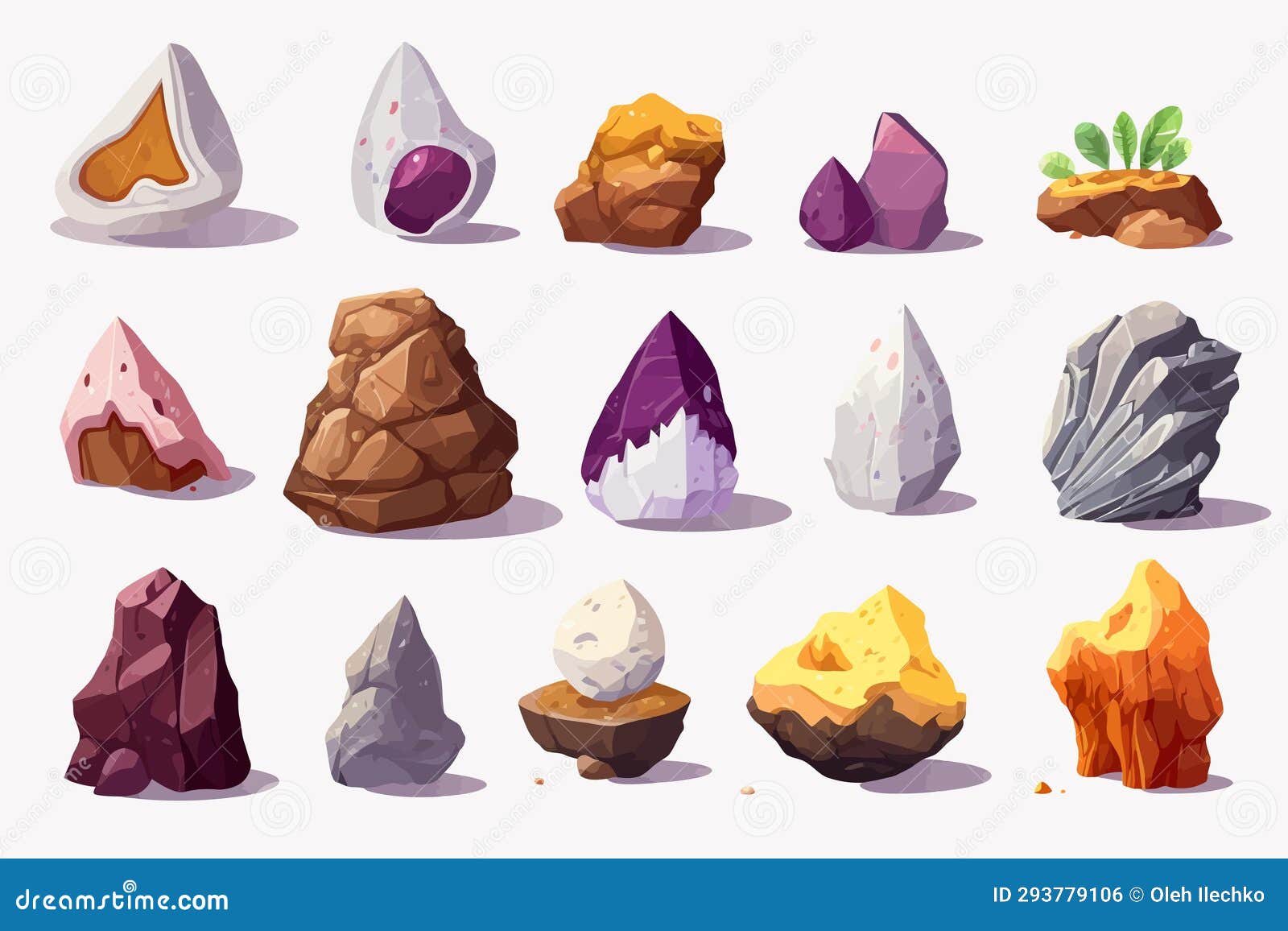 Magical Rocks Set Vector Flat Minimalistic Isolated Illustration Stock ...