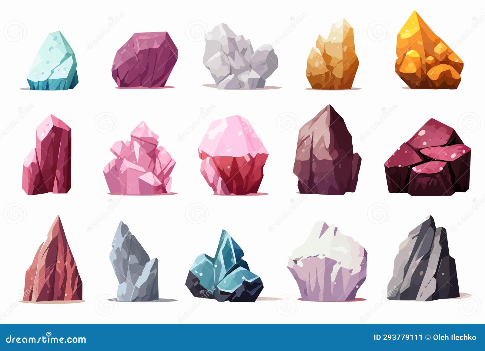 Magical Rocks Set Vector Flat Minimalistic Isolated Illustration Stock ...