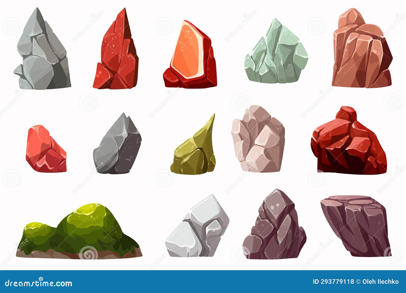 Magical Rocks Set Vector Flat Minimalistic Isolated Illustration Stock ...
