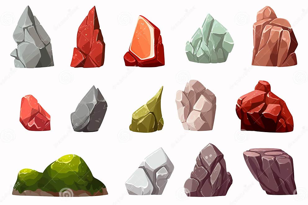 Magical Rocks Set Vector Flat Minimalistic Isolated Illustration Stock ...