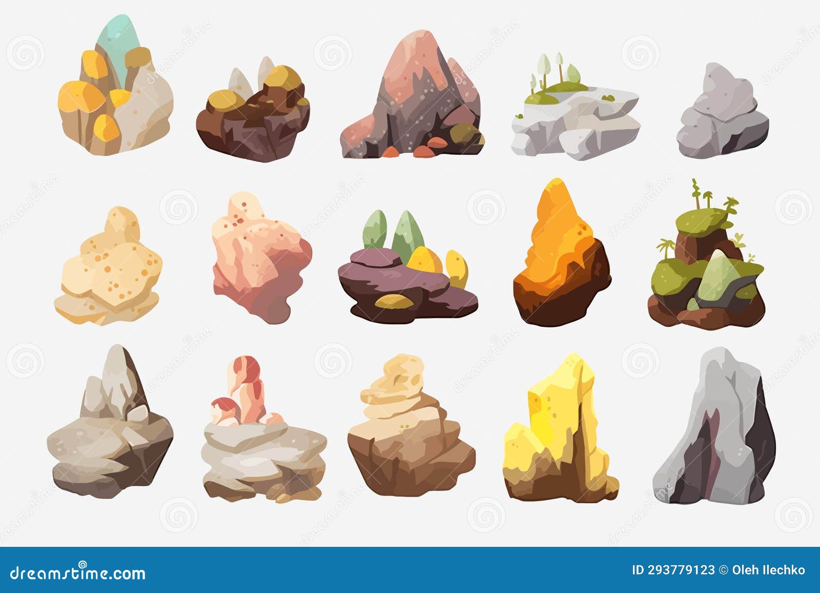 Magical Rocks Set Vector Flat Minimalistic Isolated Illustration Stock ...