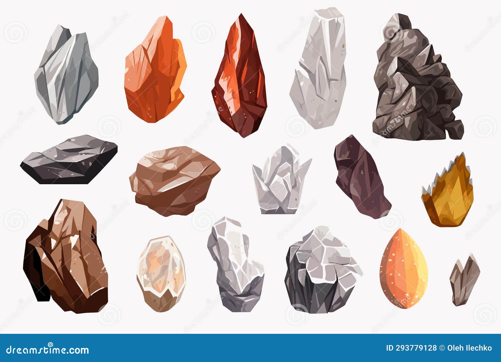 Magical Rocks Set Vector Flat Minimalistic Isolated Illustration Stock ...
