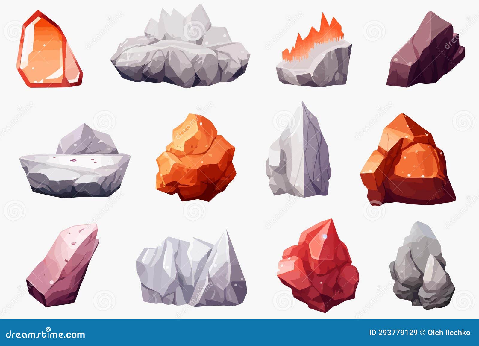 Magical Rocks Set Vector Flat Minimalistic Isolated Illustration Stock ...