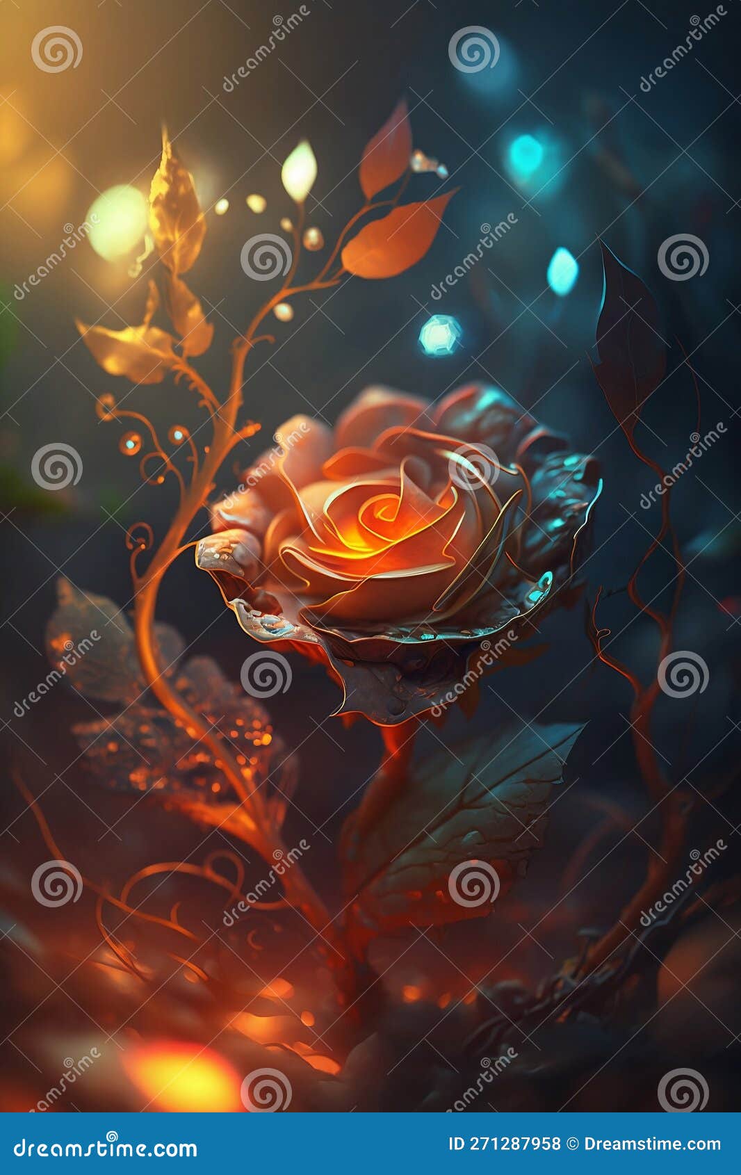 Magical Rose in Soft Light Close Up Stock Illustration - Illustration ...