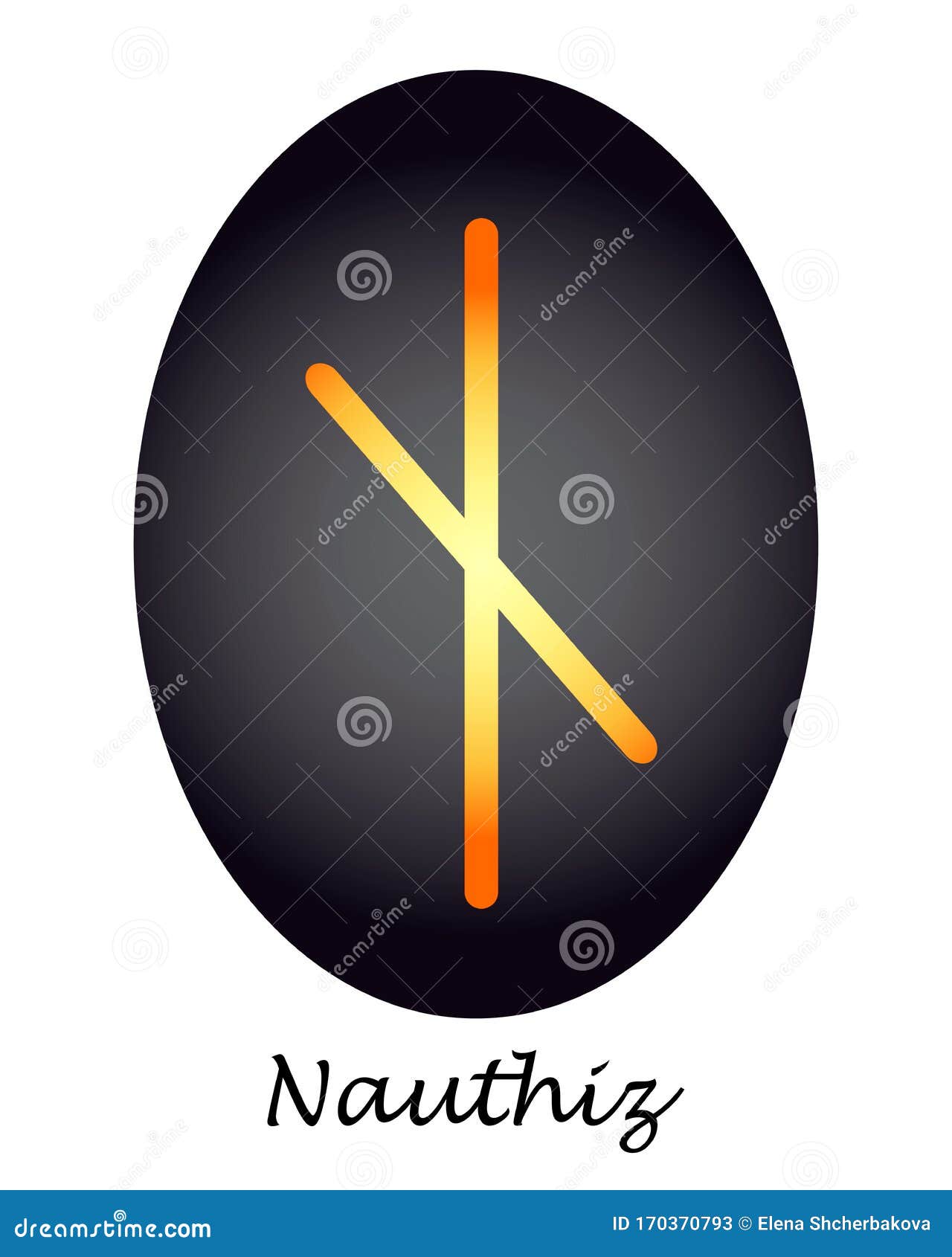 Magical Rune Nauthiz Yellow-orange on a Black Oval. Stock Vector ...