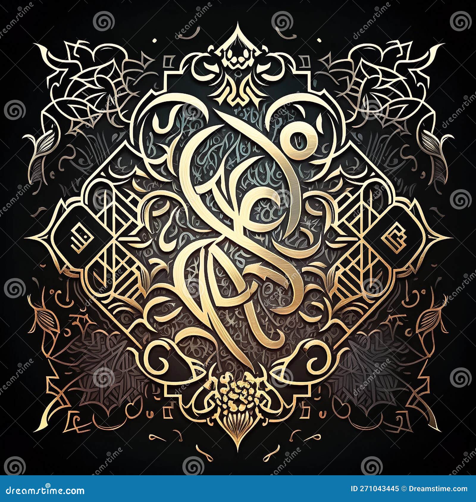 Magical Runes Pattern. Luxury Ornamental Background with Golden ...