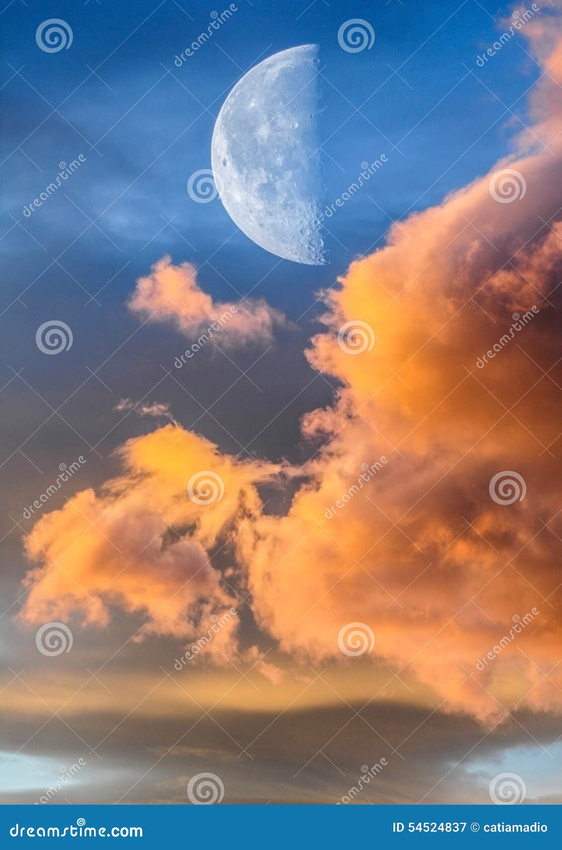 Magical sky with moon stock image. Image of floating - 54524837