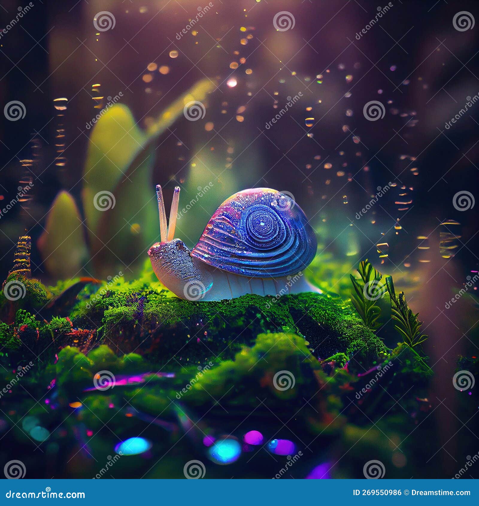 Magical Snail in Dremy Forest, Stock Illustration - Illustration of ...