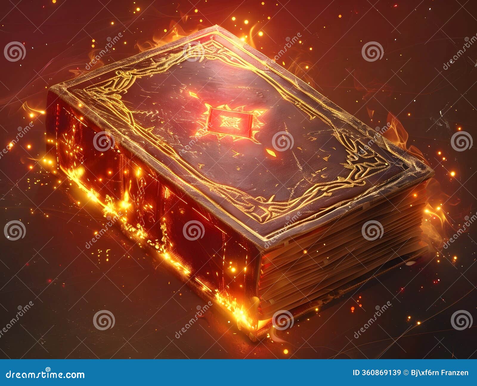 Magical Sorcery Spellbook Magic Leather Book Mystical Glow Stock ...