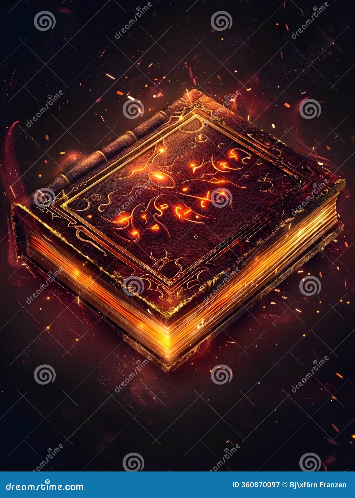 Magical Sorcery Spellbook Magic Leather Book Mystical Glow Stock ...