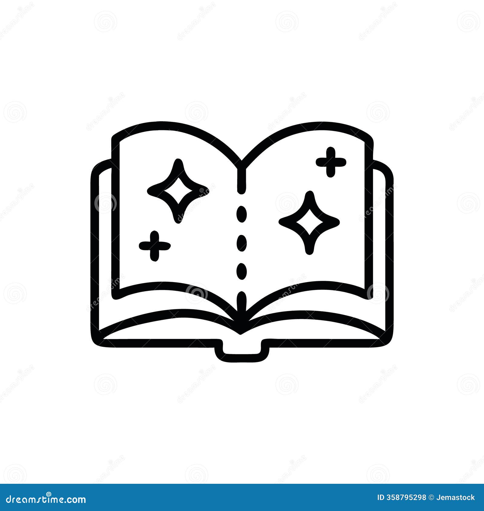 Magical Spellbook Arcane Knowledge Line Art Stock Vector - Illustration ...