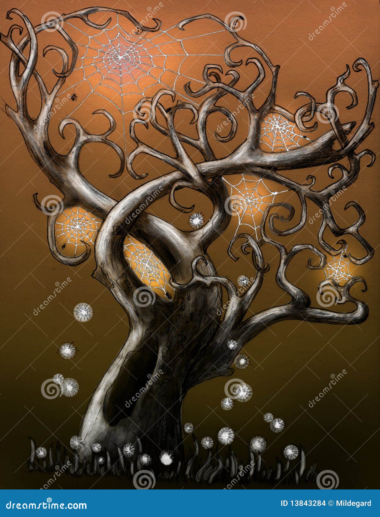 Magical spider tree stock illustration. Illustration of branch - 13843284