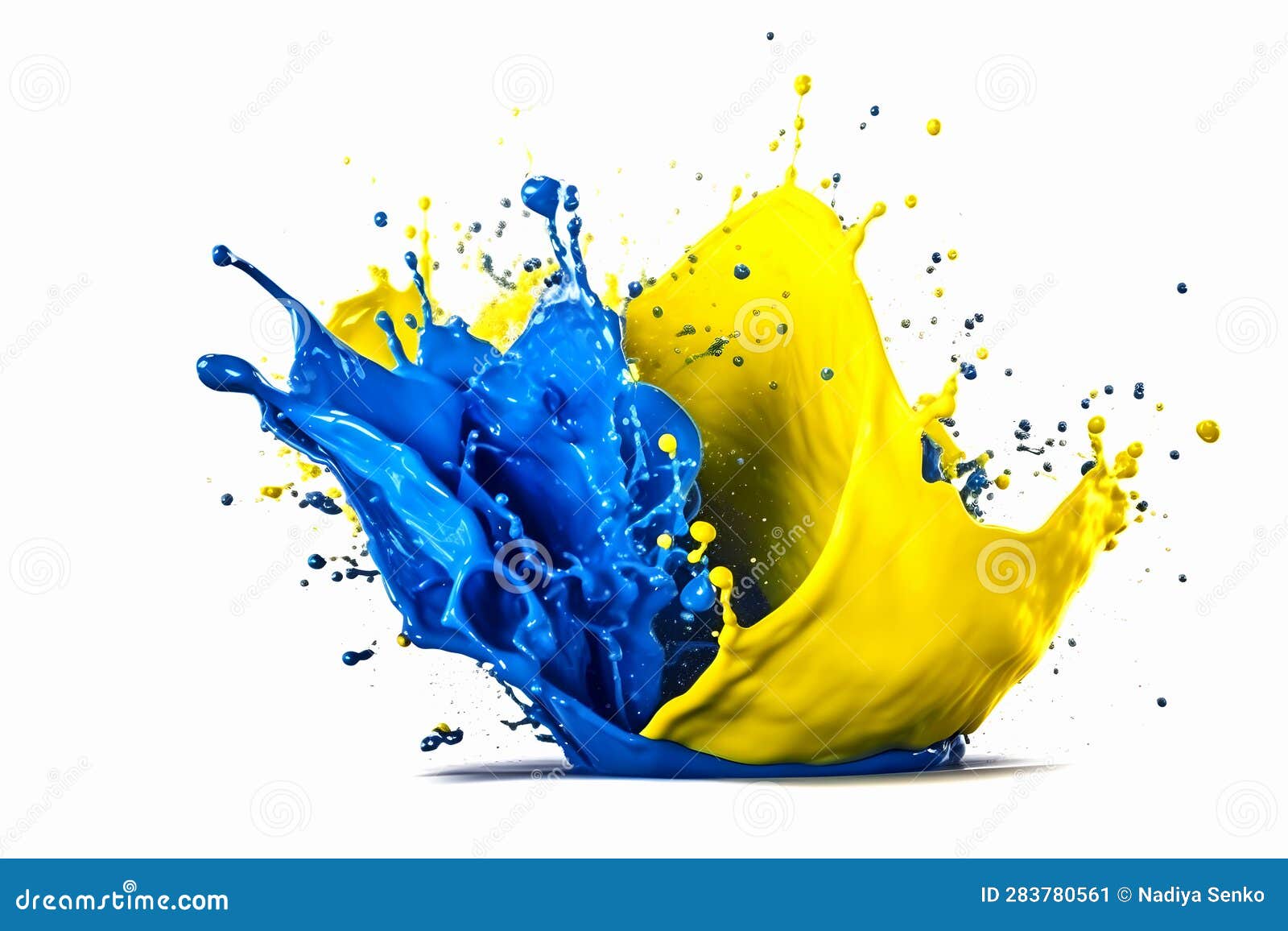 Magical Splash Blue and Yellow Paint Stock Illustration - Illustration ...