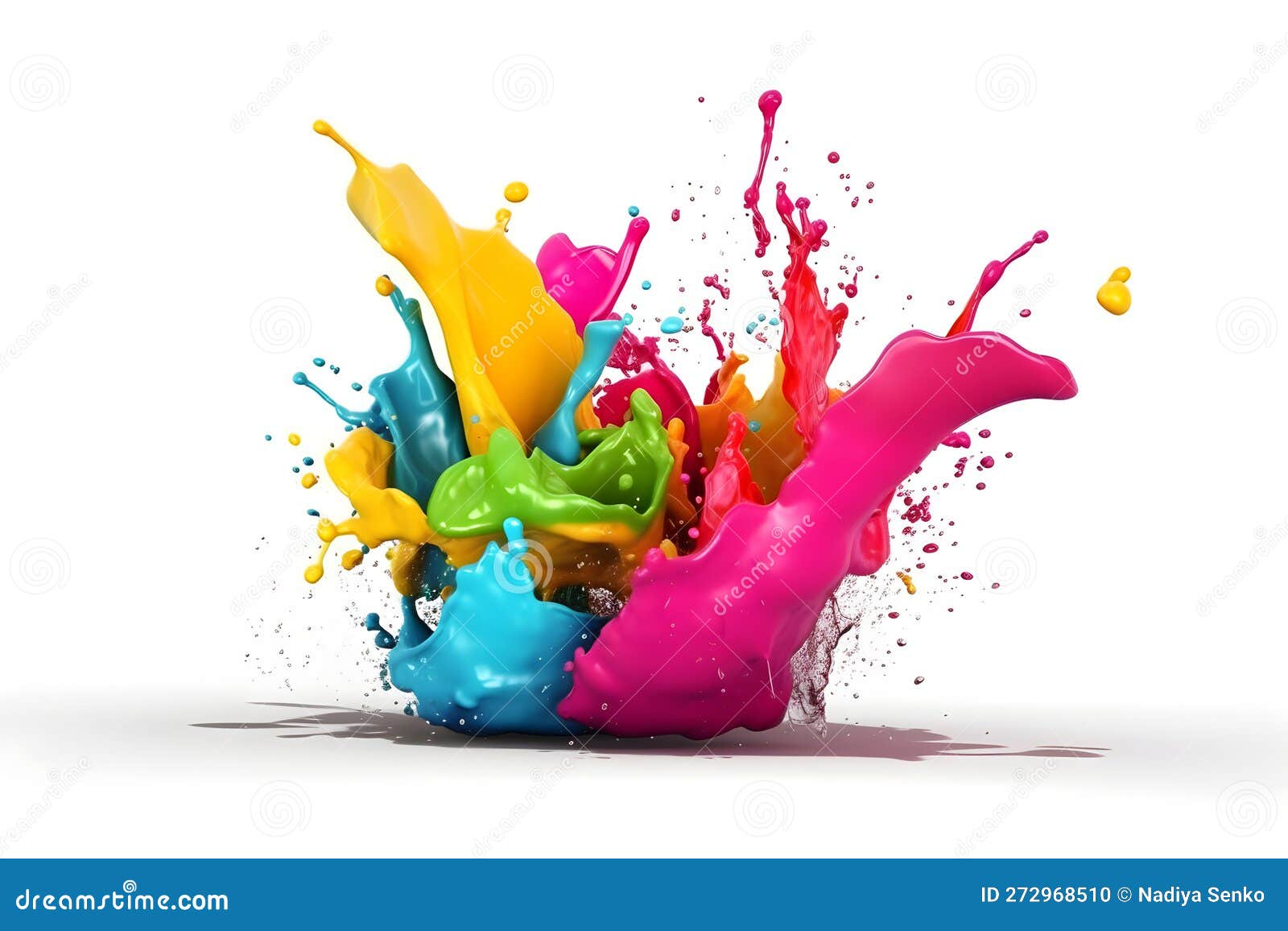 Magical Splash Colorful Paint on White Background Stock Illustration ...