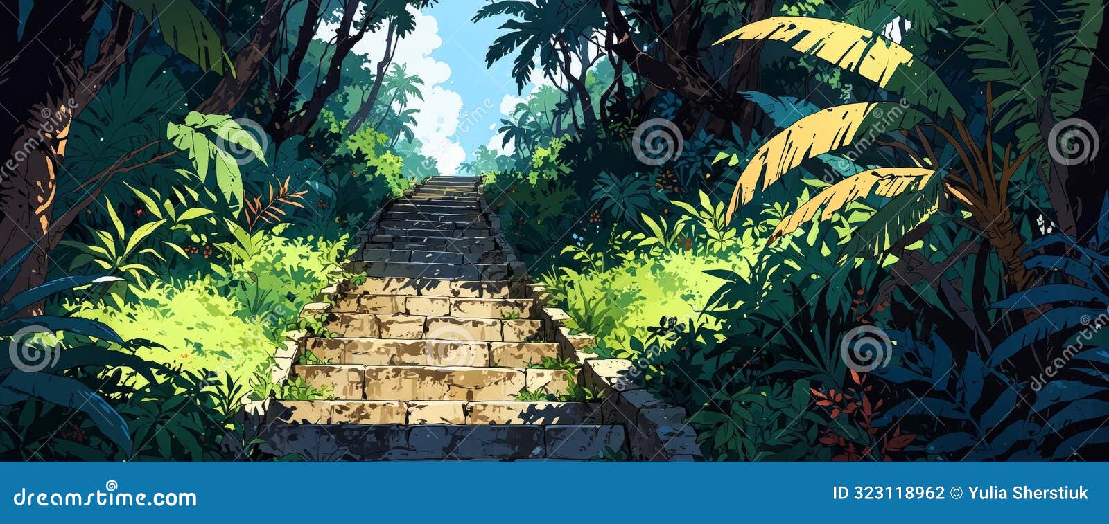 Magical Steps To Heaven, Tropical Jungle, Magical Atmosphere. Stock ...