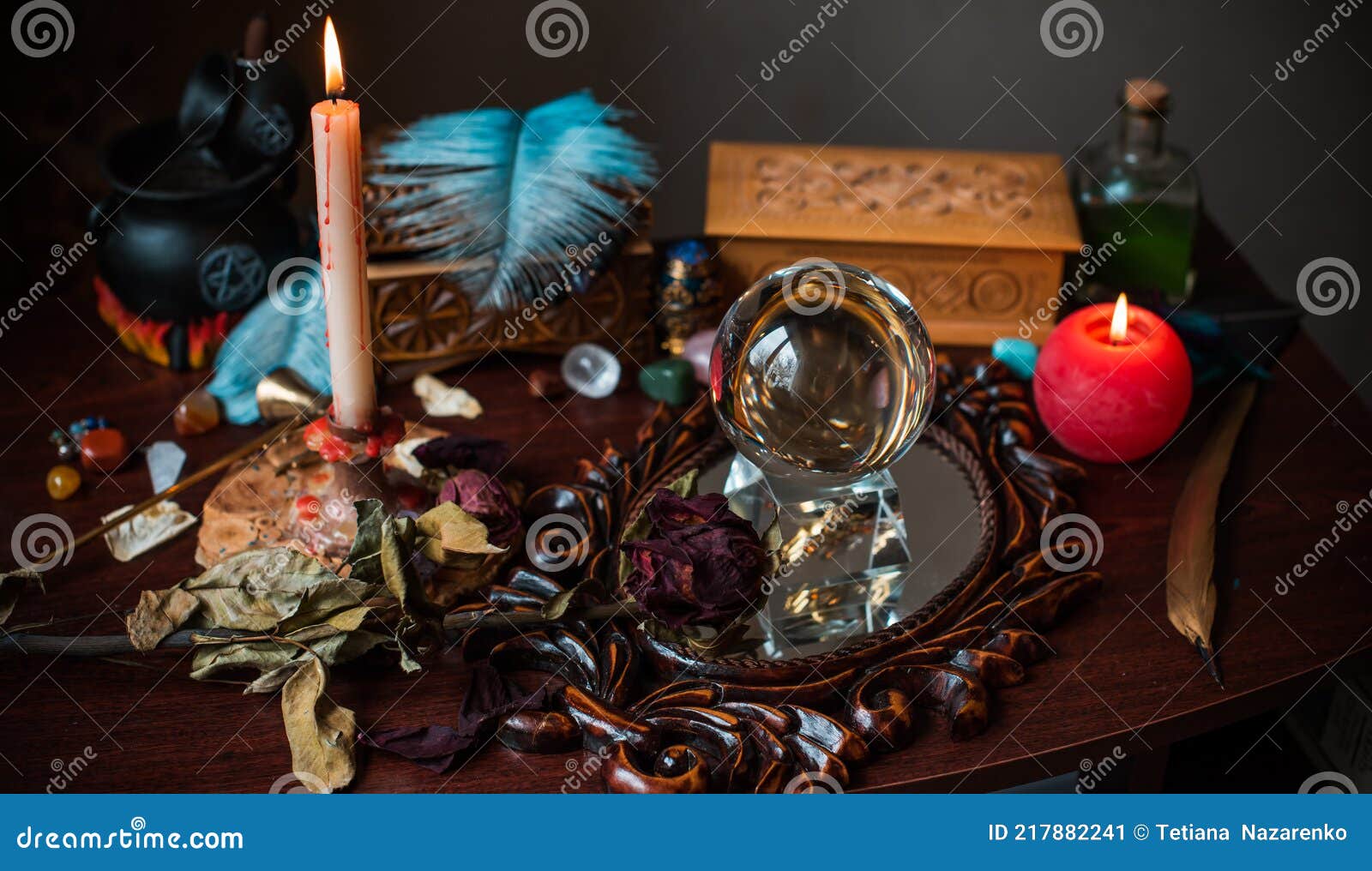 Magical Stuff on a Table, Esoteric Concept Stock Image - Image of ...
