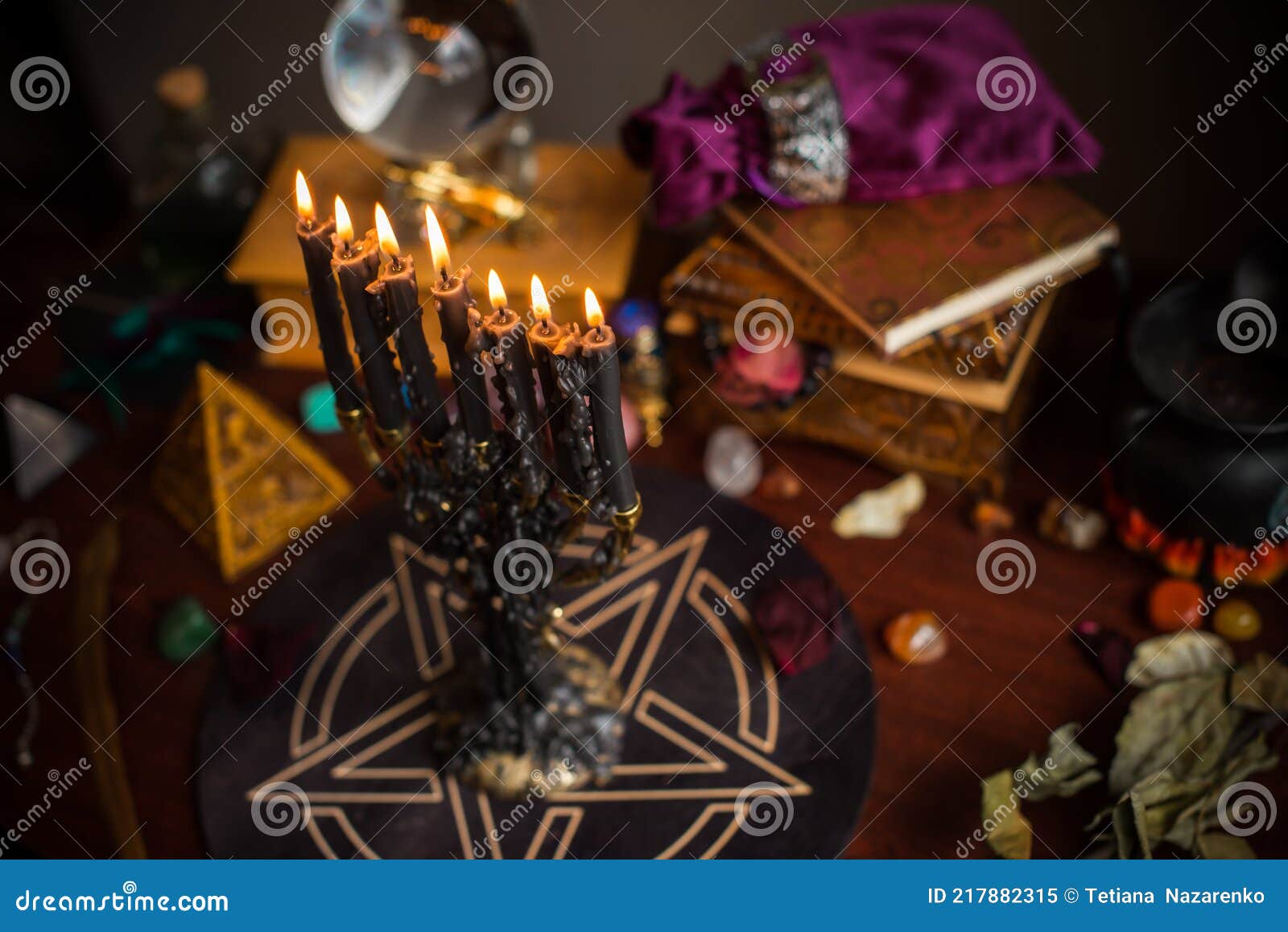 Magical Stuff on a Table, Esoteric Concept Stock Image - Image of cards ...