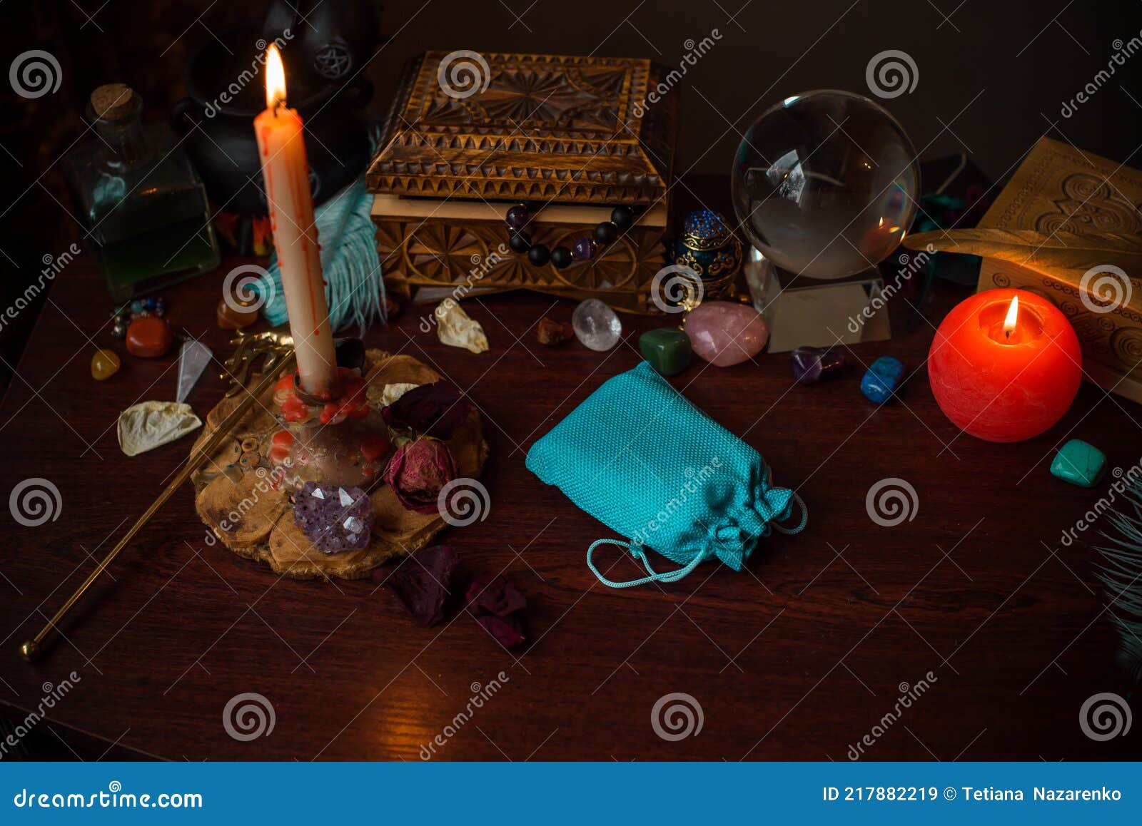 Magical Stuff on a Table, Esoteric Concept Stock Image - Image of ...