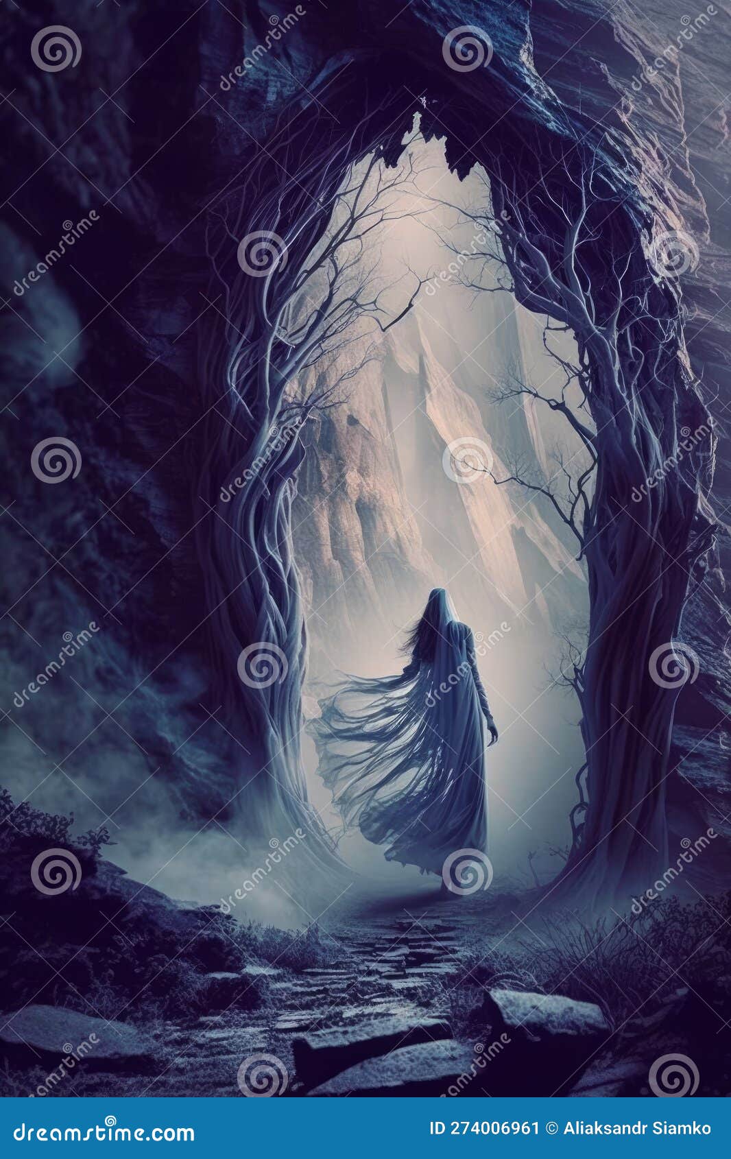 Magical Surreal Ethereal Haunted Ghostly Landscape Stock Illustration ...