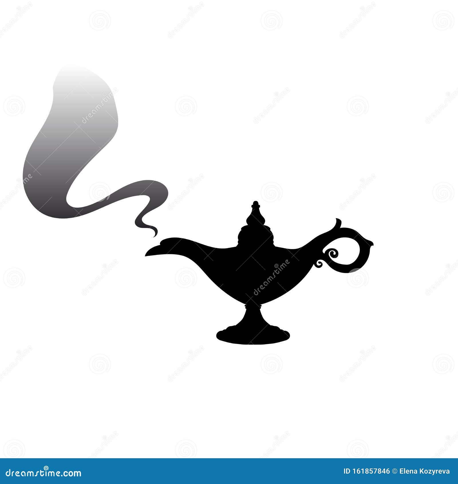 Magical Tale Genie Lamp Silhouette Stock Vector - Illustration of ...