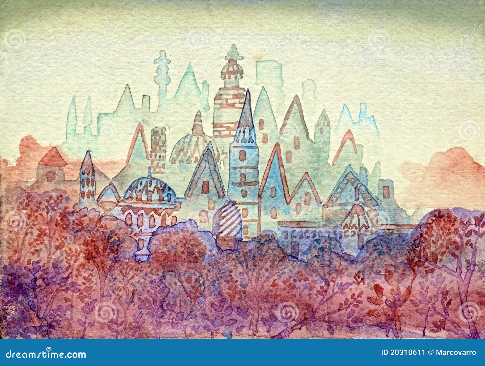 Magical town stock illustration. Illustration of fantasy - 20310611