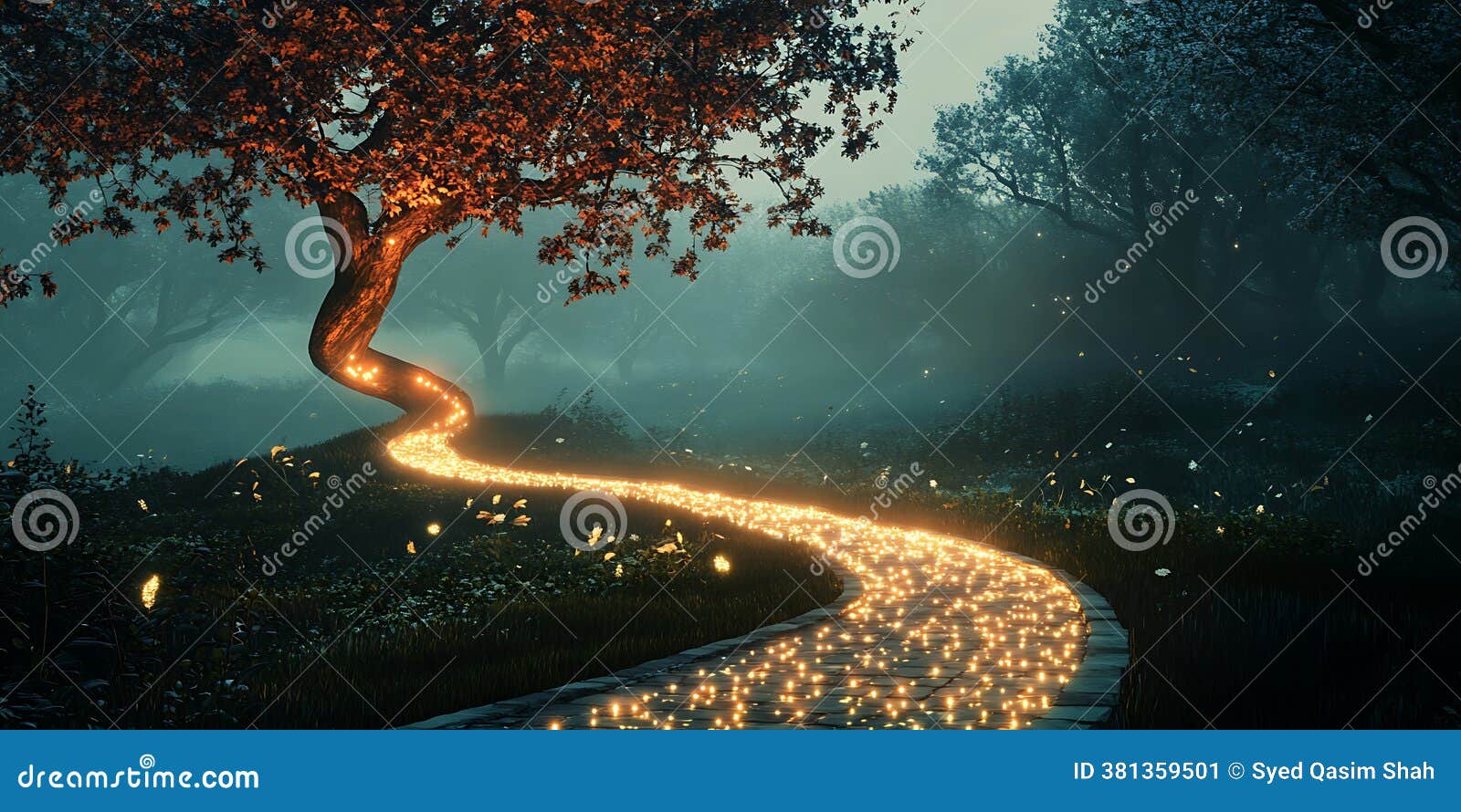 Path Fantasy Portal To Alternative Dimension In Dense Green Misty ...