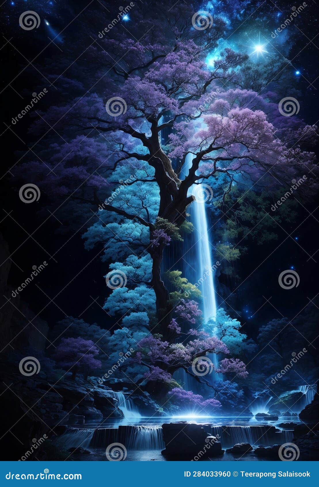 A Magical Tree of Life in Outer Space, Generative AI Illustration Stock ...