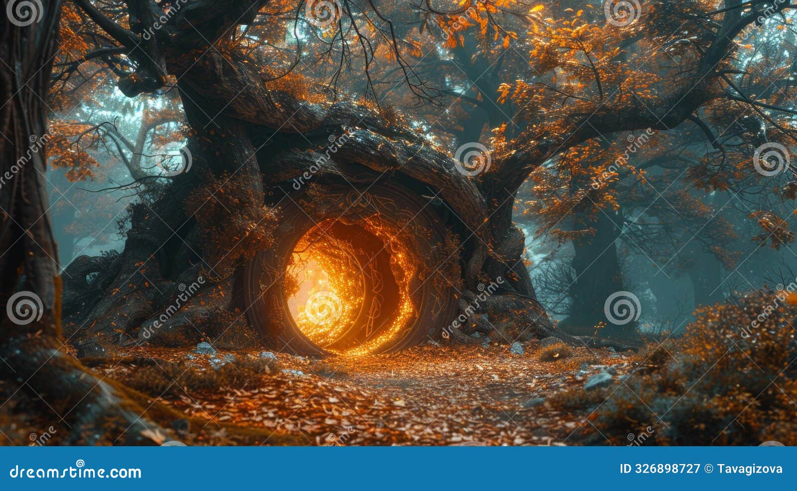 Magical Tree Portal in Enchanted Forest - Generative Ai Stock ...