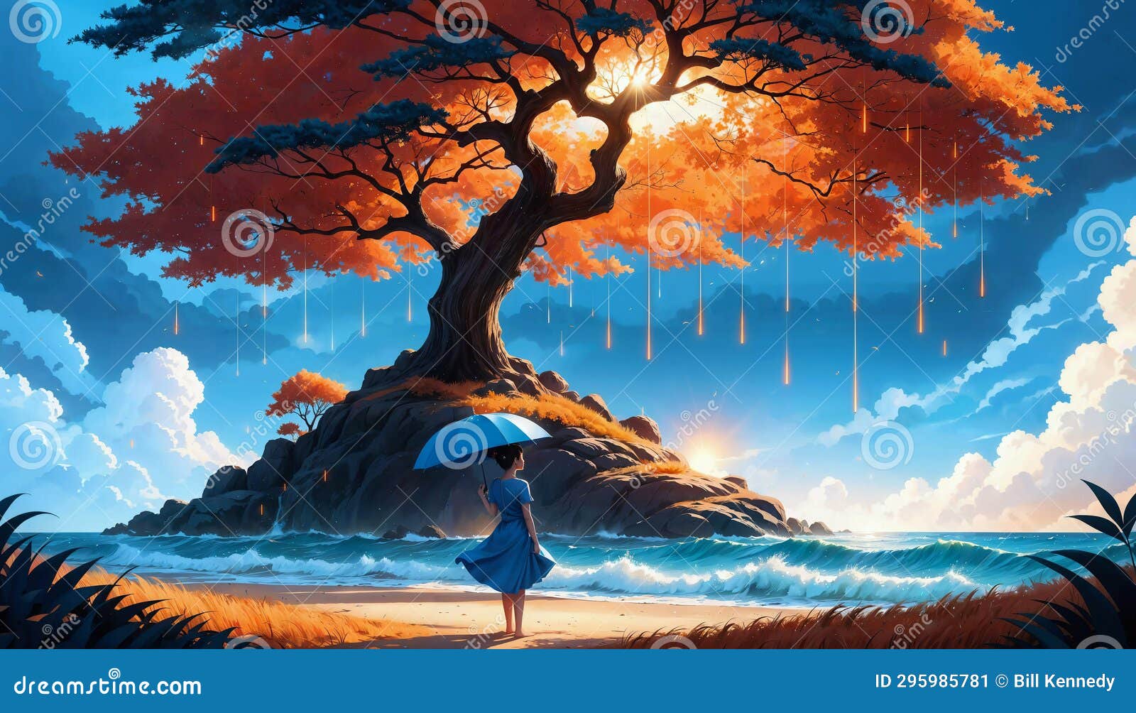 Magical tree stock illustration. Illustration of orange - 295985781
