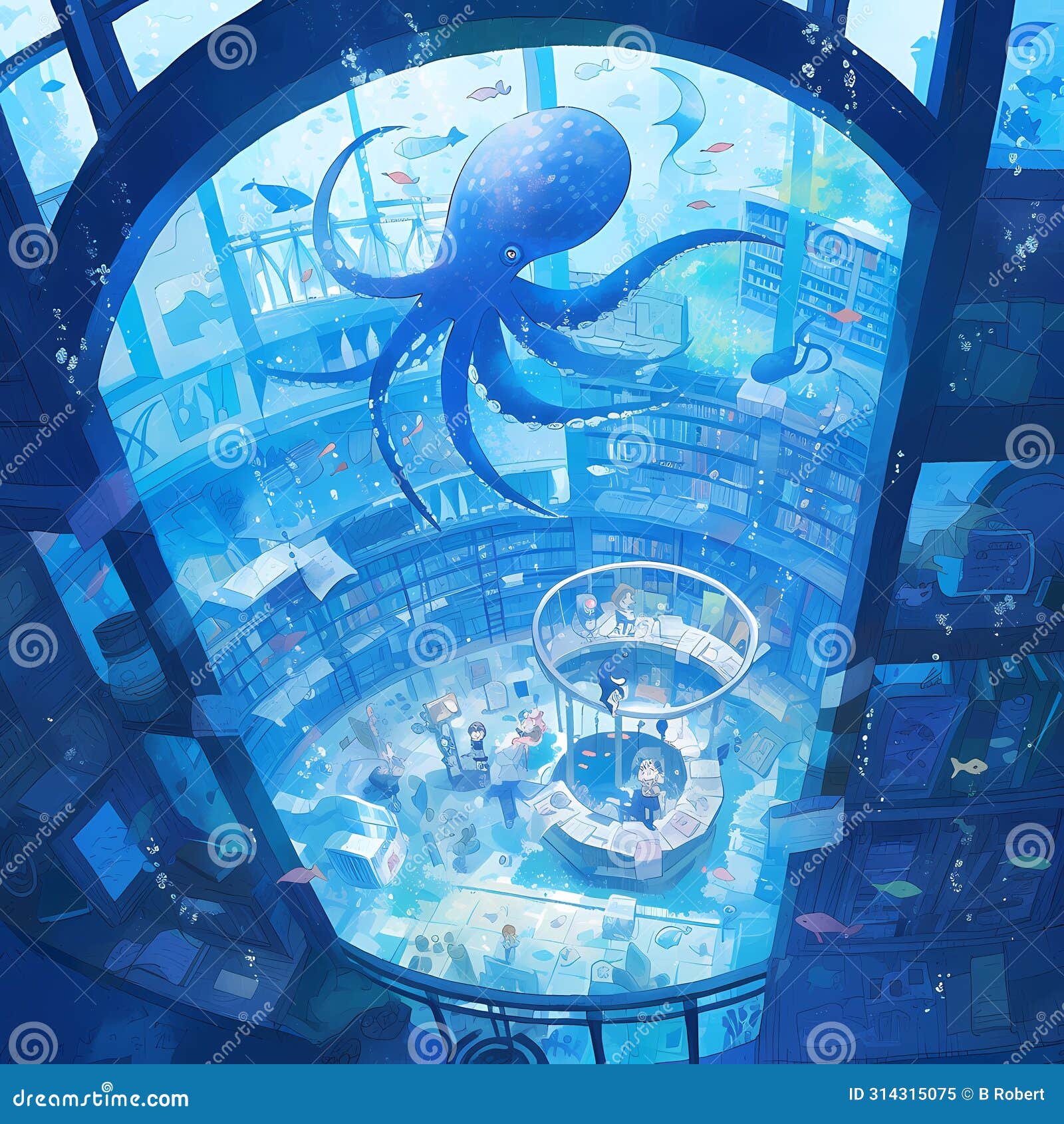 Magical Undersea Library - a Breathtaking Scene of Knowledge and ...