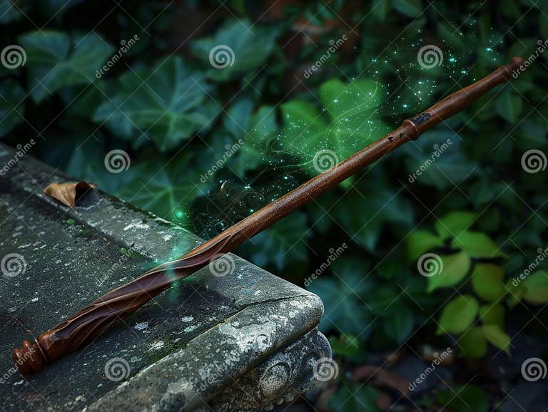 Magical Wand with Sparks in the Forest Stock Illustration ...