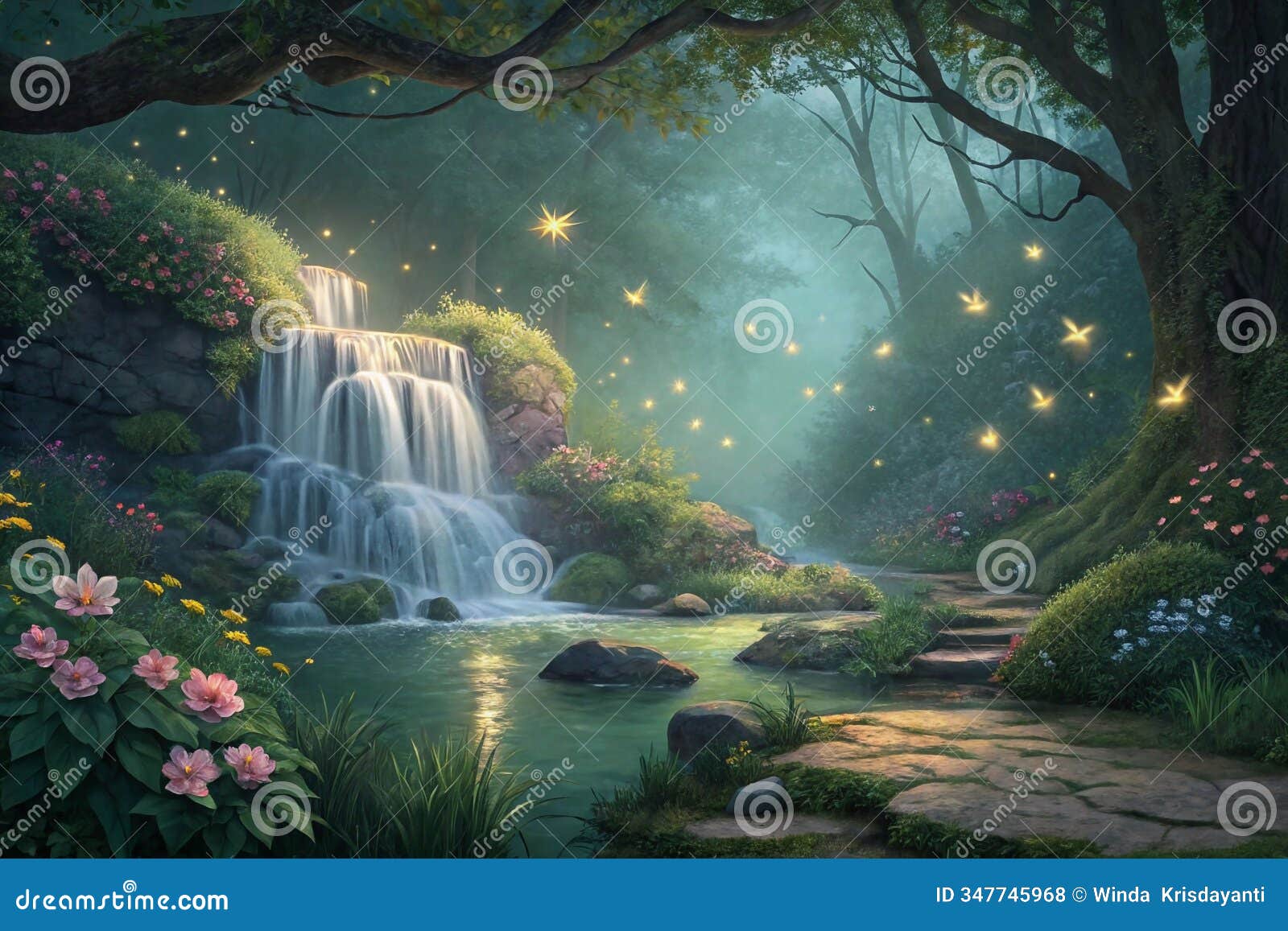 Magical Waterfall In The Fantasy World, Natural Rock Formations, Nature ...
