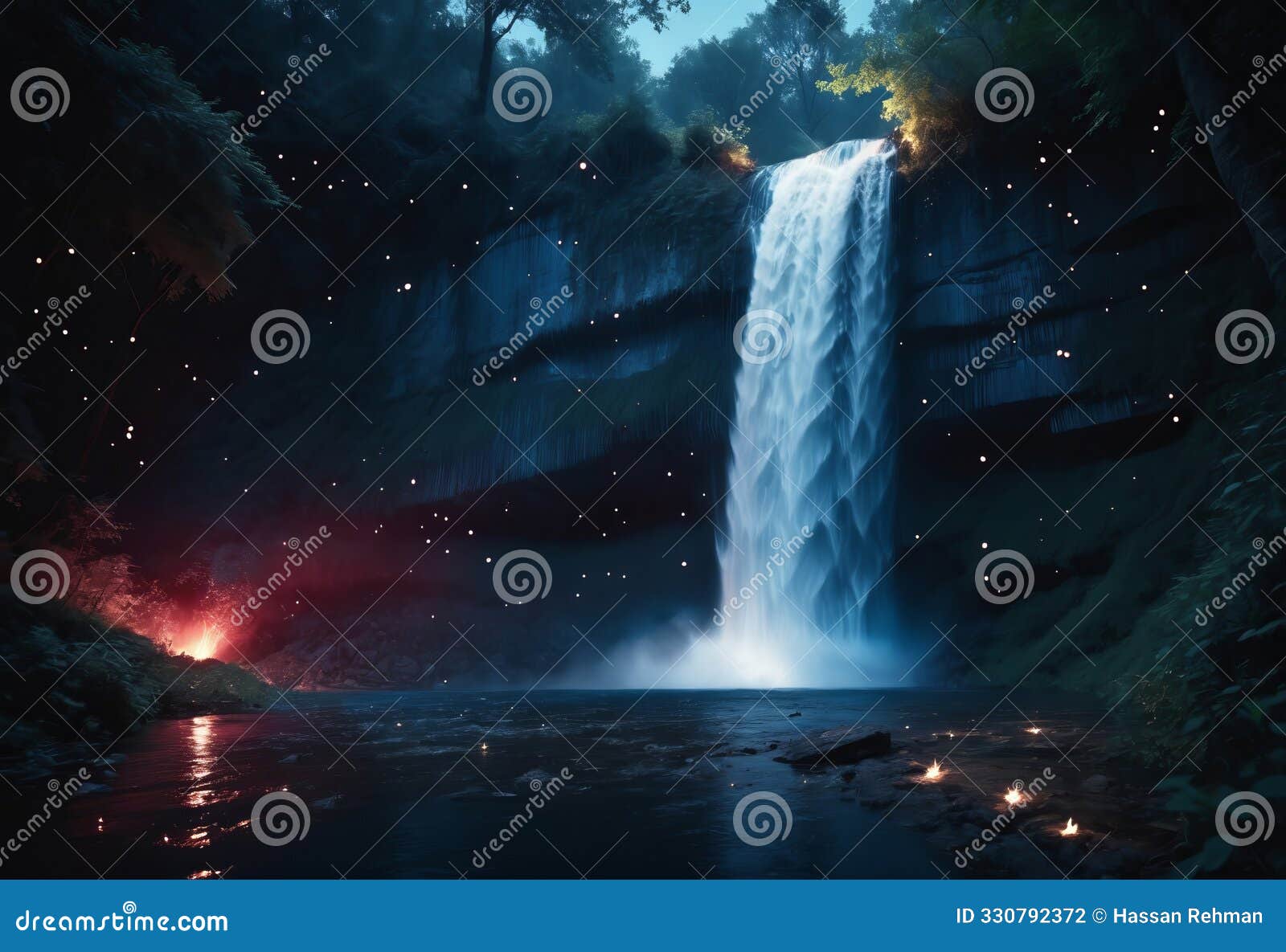 Magical Waterfall In The Fantasy World, Natural Rock Formations, Nature ...