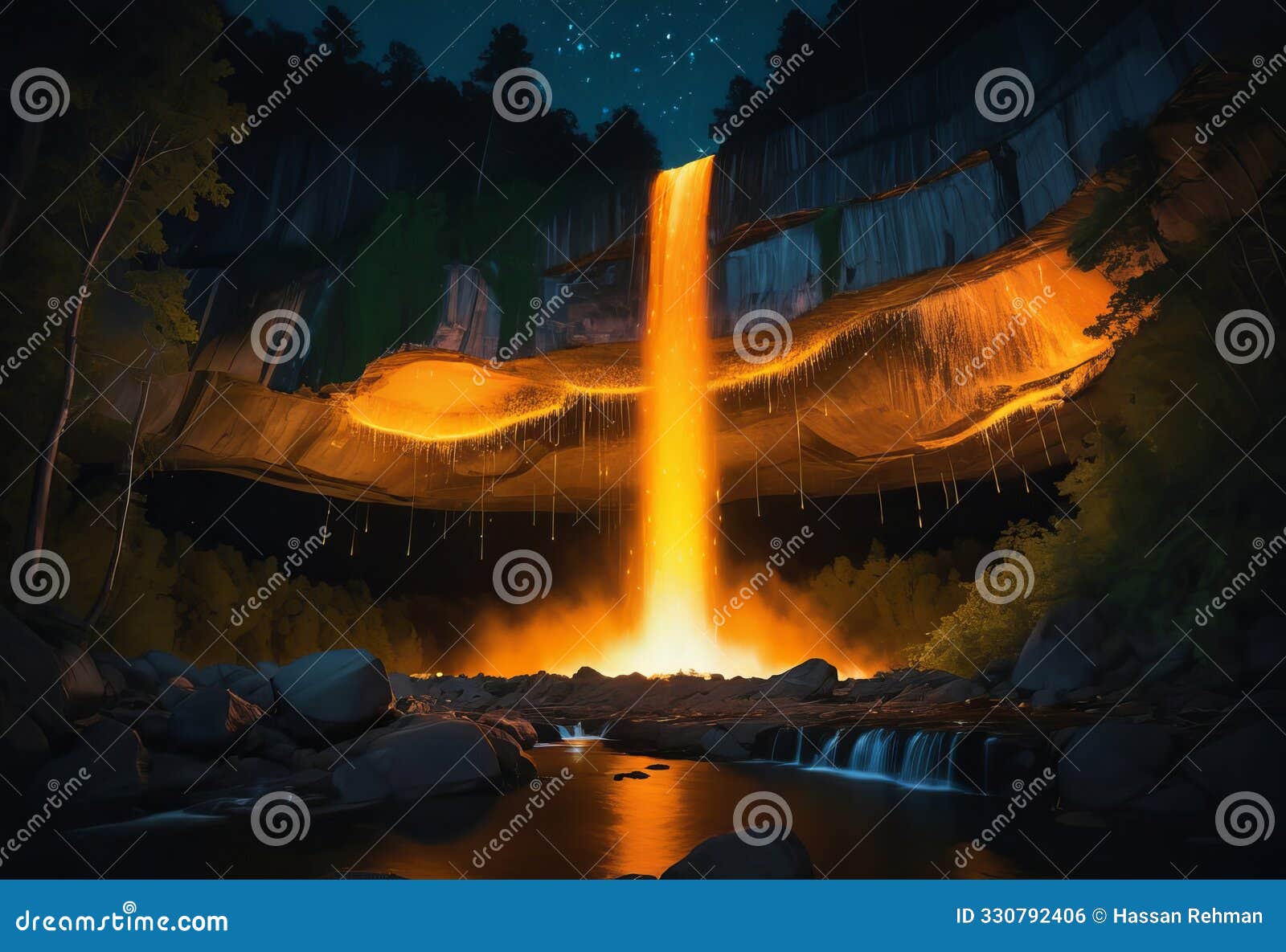 Magical Waterfall In The Fantasy World, Natural Rock Formations, Nature ...