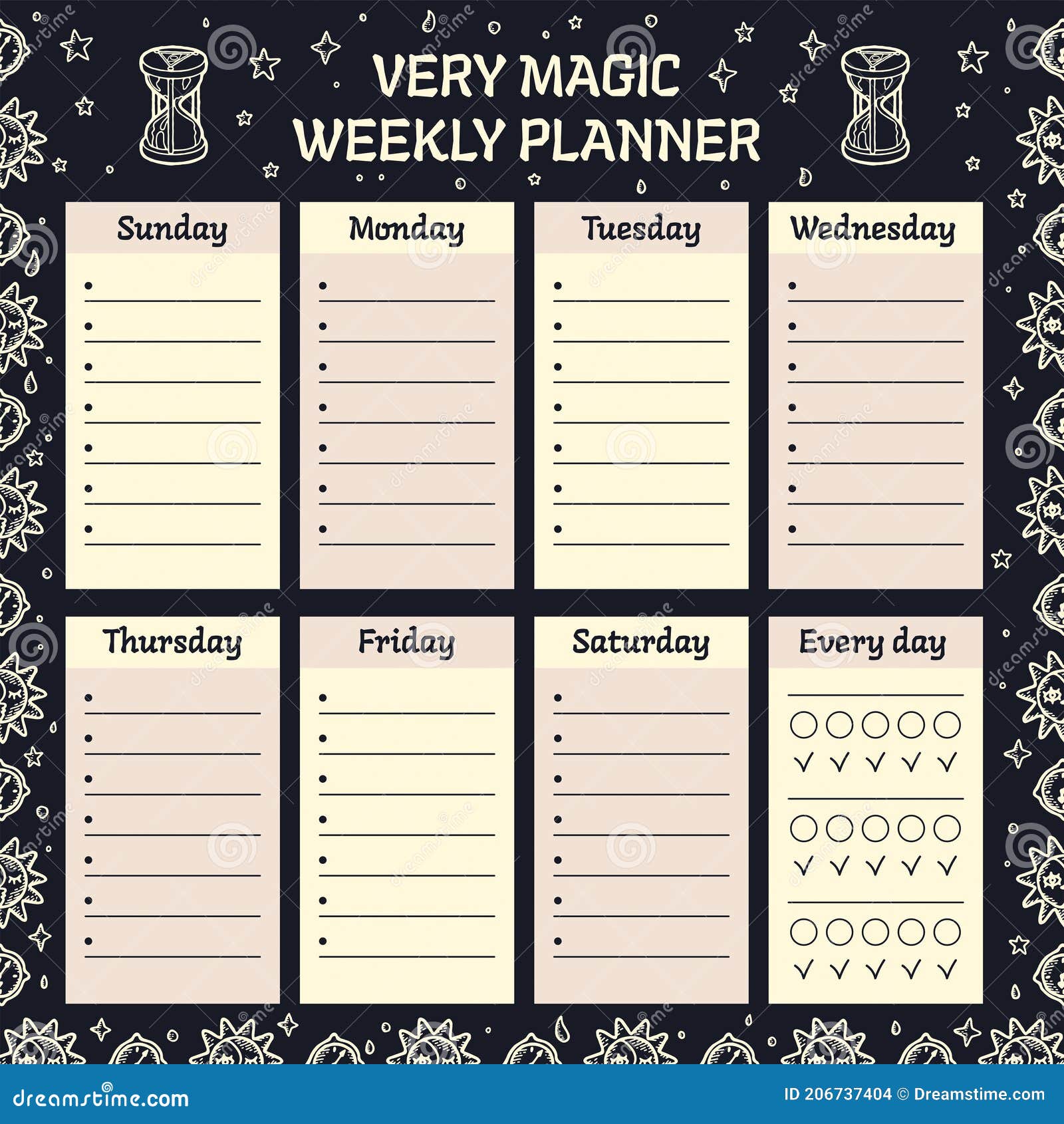 Magical Weekly Task Planner. School Schedule on Week for Class, Lesson ...