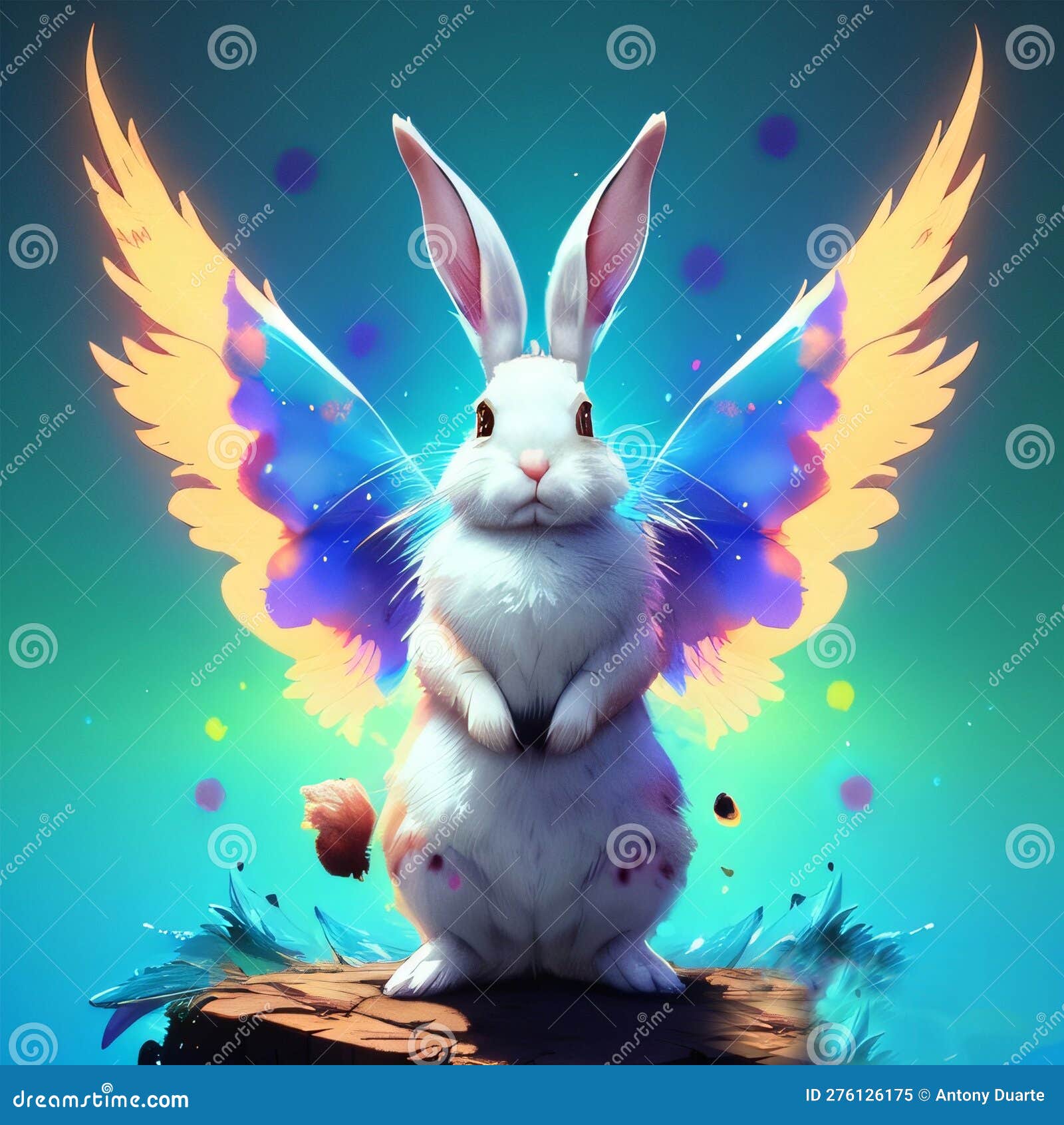 Magical winged rabbit stock image. Image of drawing - 276126175