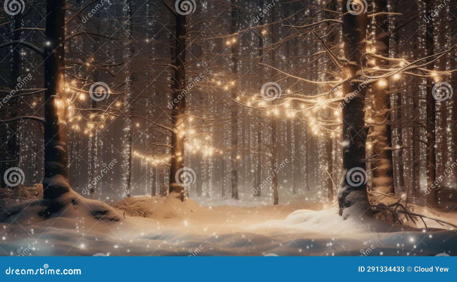 Magical Winter Forest Theme Stock Illustration - Illustration of tree ...