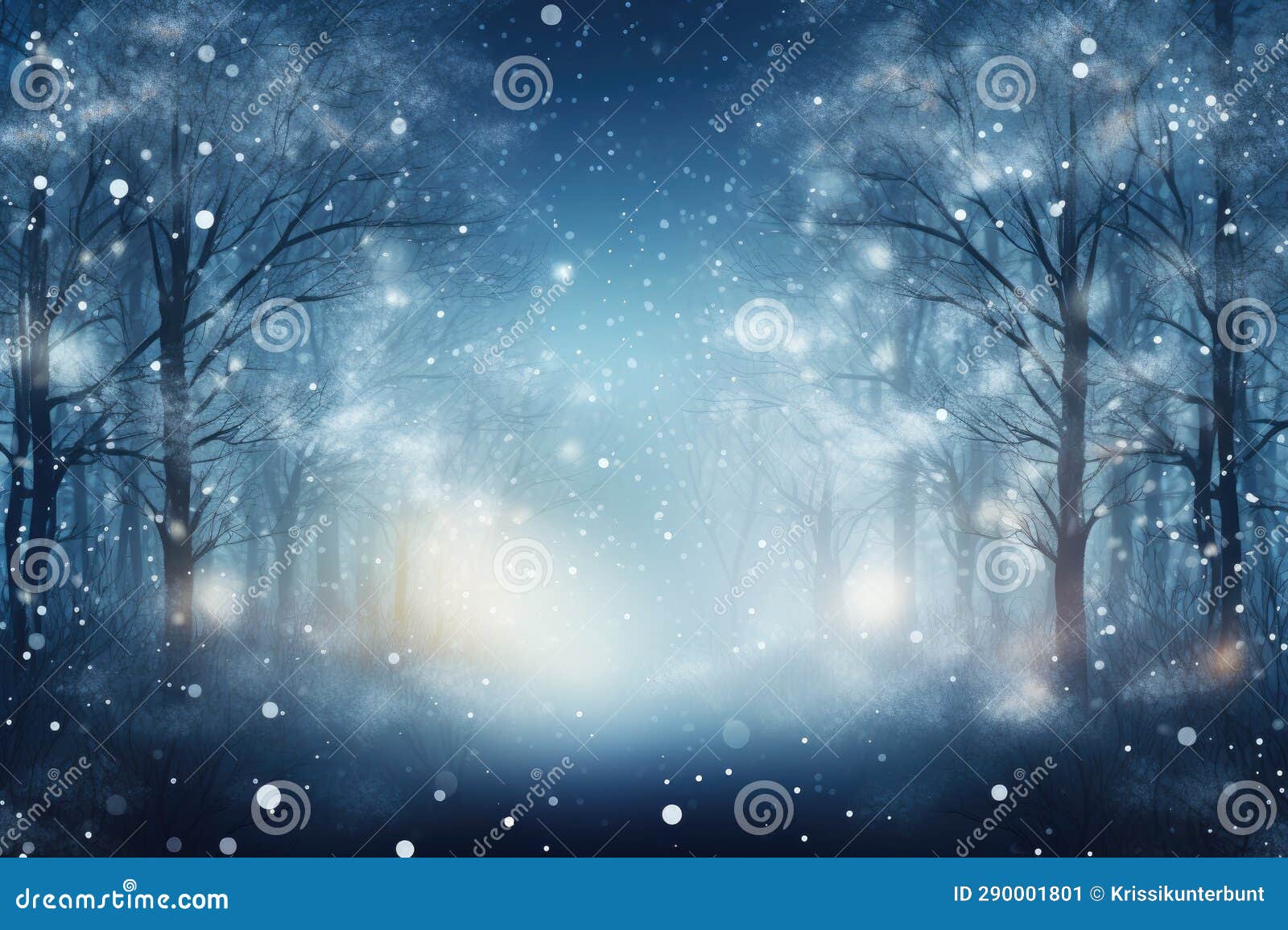 Magical Winter Snowy Forest Shining Lights Stock Image - Image of ...