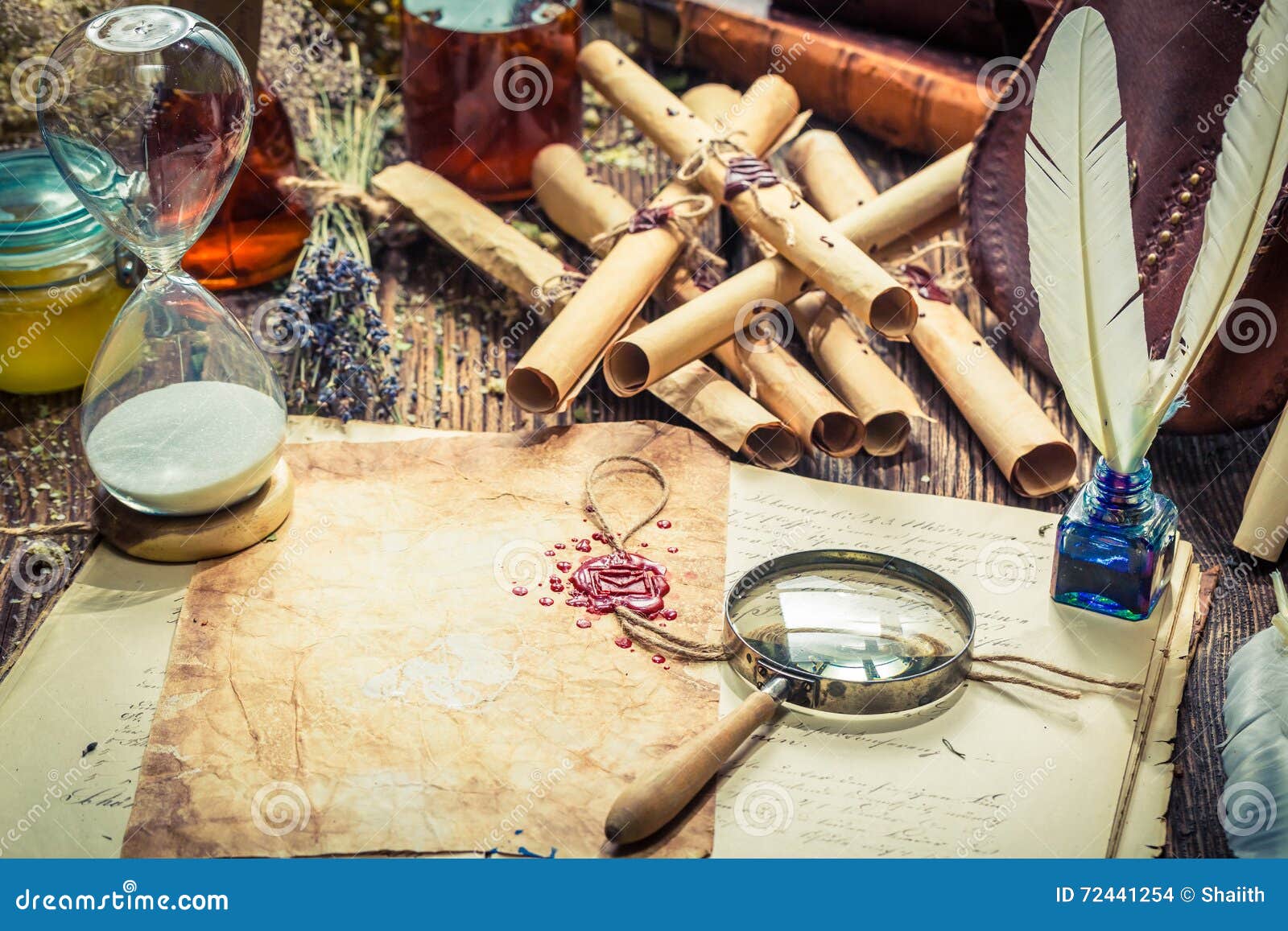 Magical Witch Library Full of Scrolls and Recipe Stock Photo - Image of ...