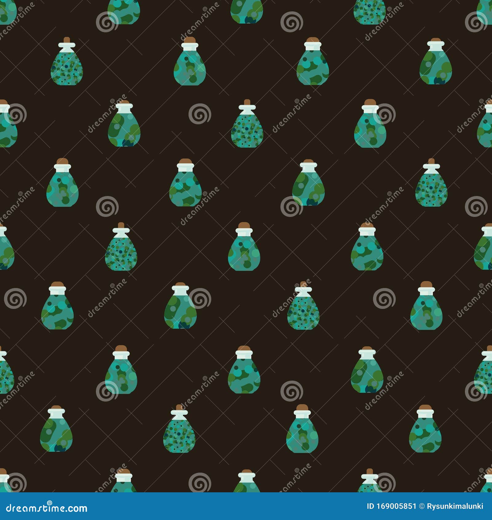 Magical Witchcraft Potions Seamless Vector Pattern Stock Vector ...