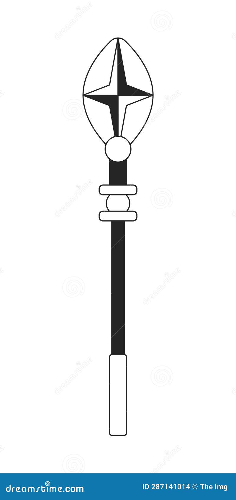 Magical Wizard Staff Flat Monochrome Isolated Vector Object Stock ...