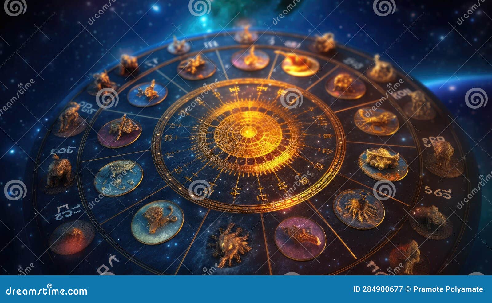Magical Zodiac Signs in Universe. Generative Ai Stock Illustration ...