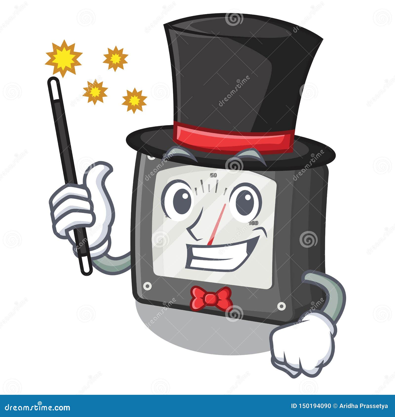 Magician Amperage Meter Above the Cartoon Table Stock Vector ...