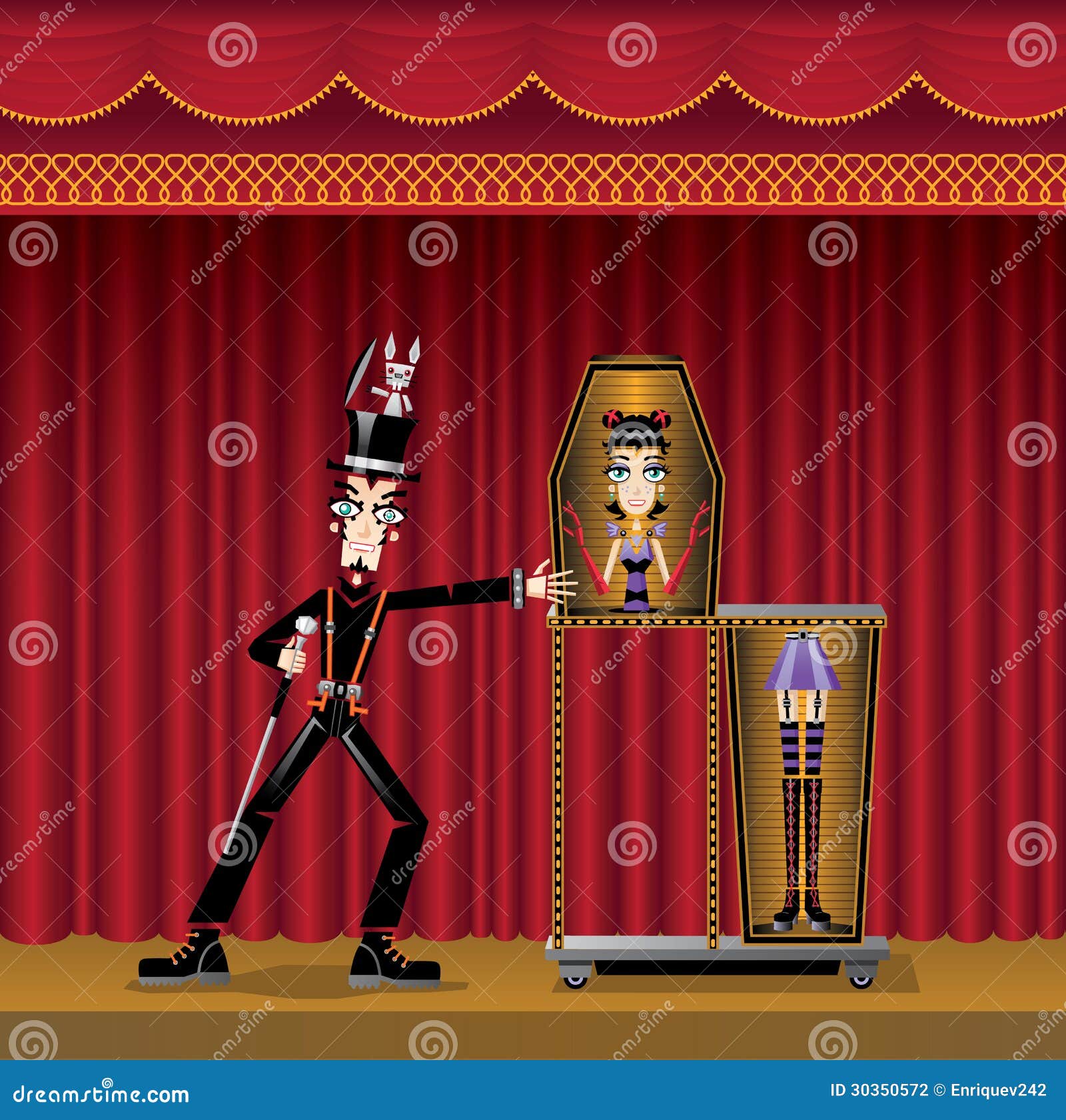 Magician and Assistant. EPS10 Stock Vector - Illustration of costume ...