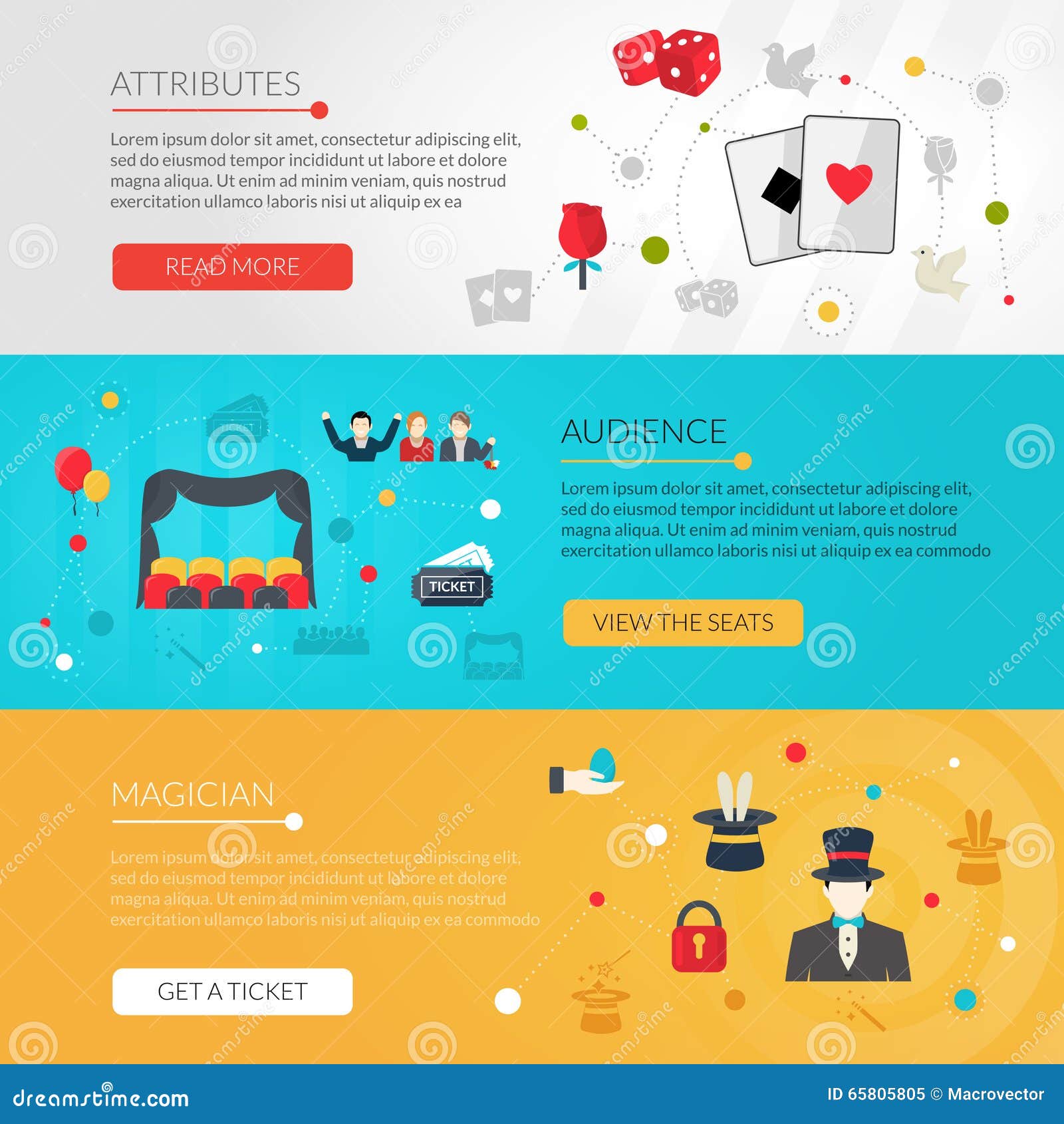 Magician banner set stock vector. Illustration of dove - 65805805